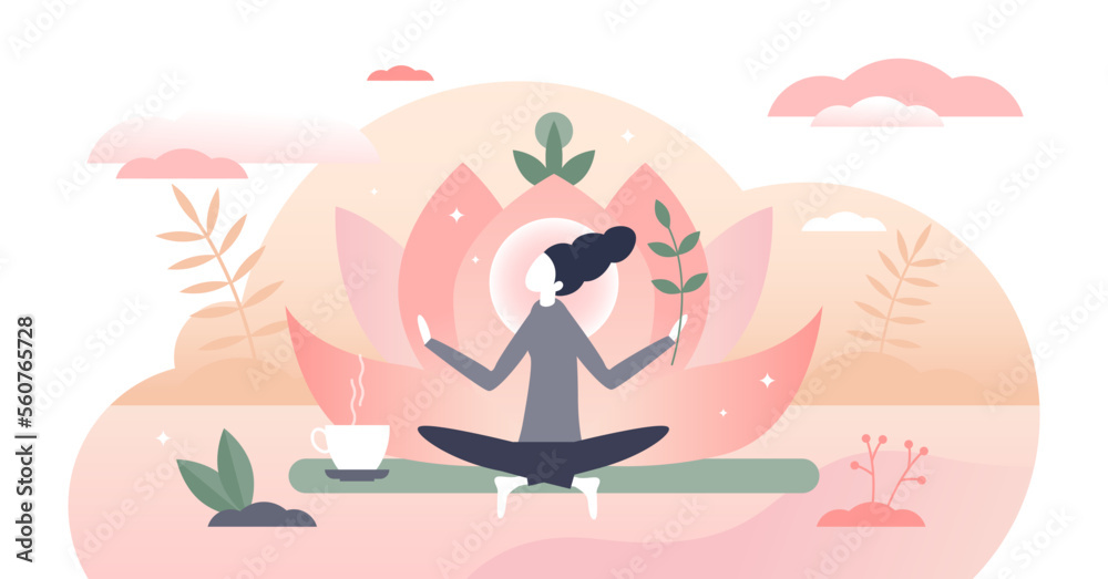 Holistic healing self treatment with peaceful mediation tiny person ...