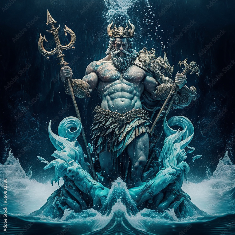 Ancient greek god Poseidon. Created with Generative AI technology ...