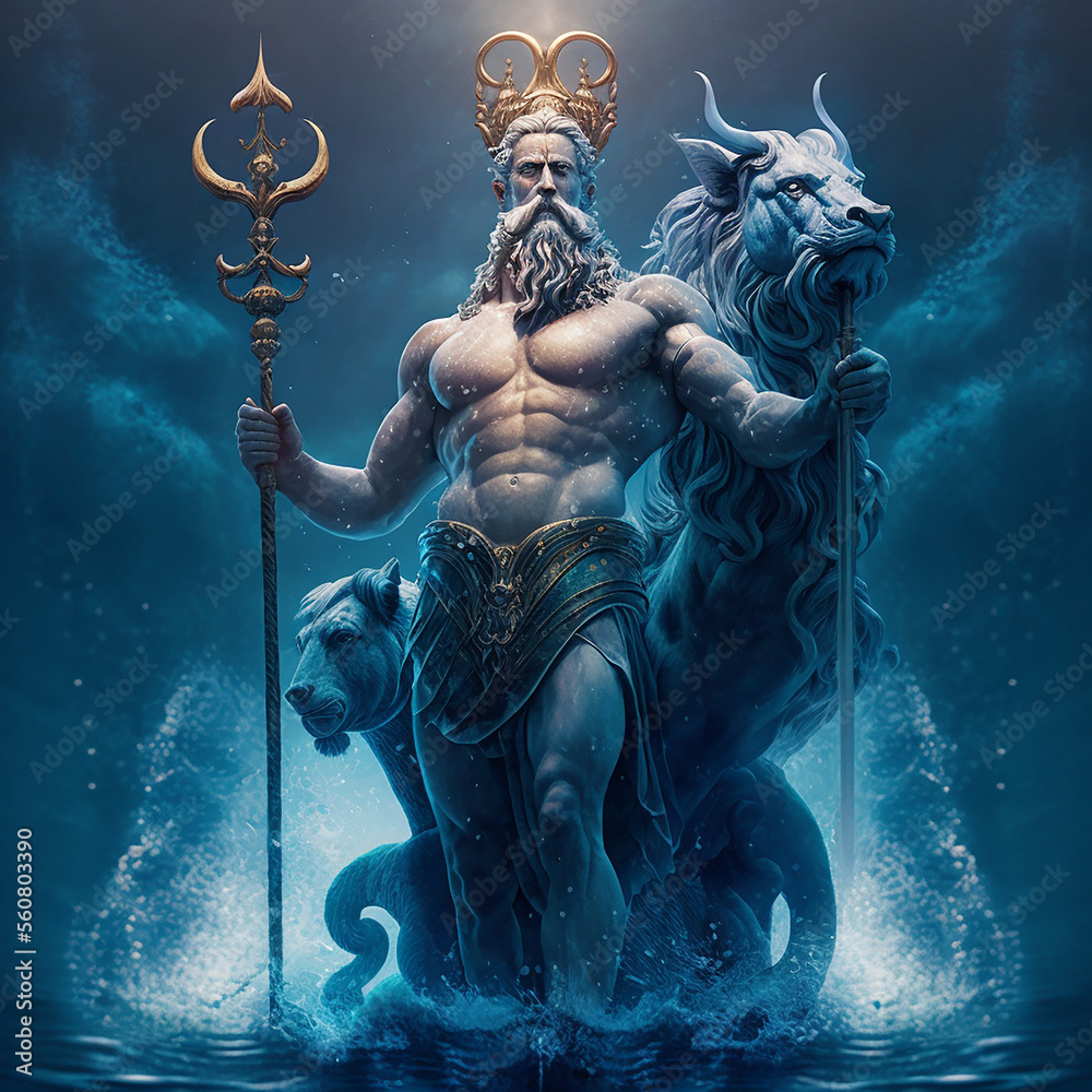 Ancient greek god Poseidon. Created with Generative AI technology ...