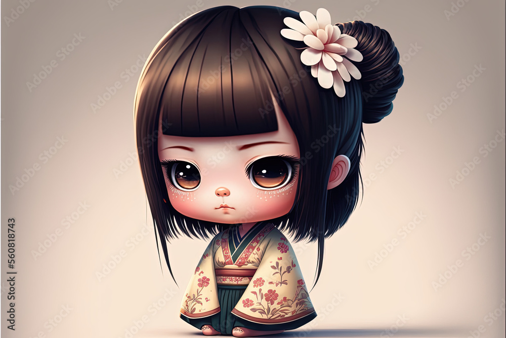 Stock-Illustration „Cute Anime Chibi Japanese Girl“ | Adobe Stock