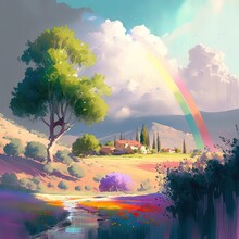 Slanting Rainbow Free Stock Photo - Public Domain Pictures