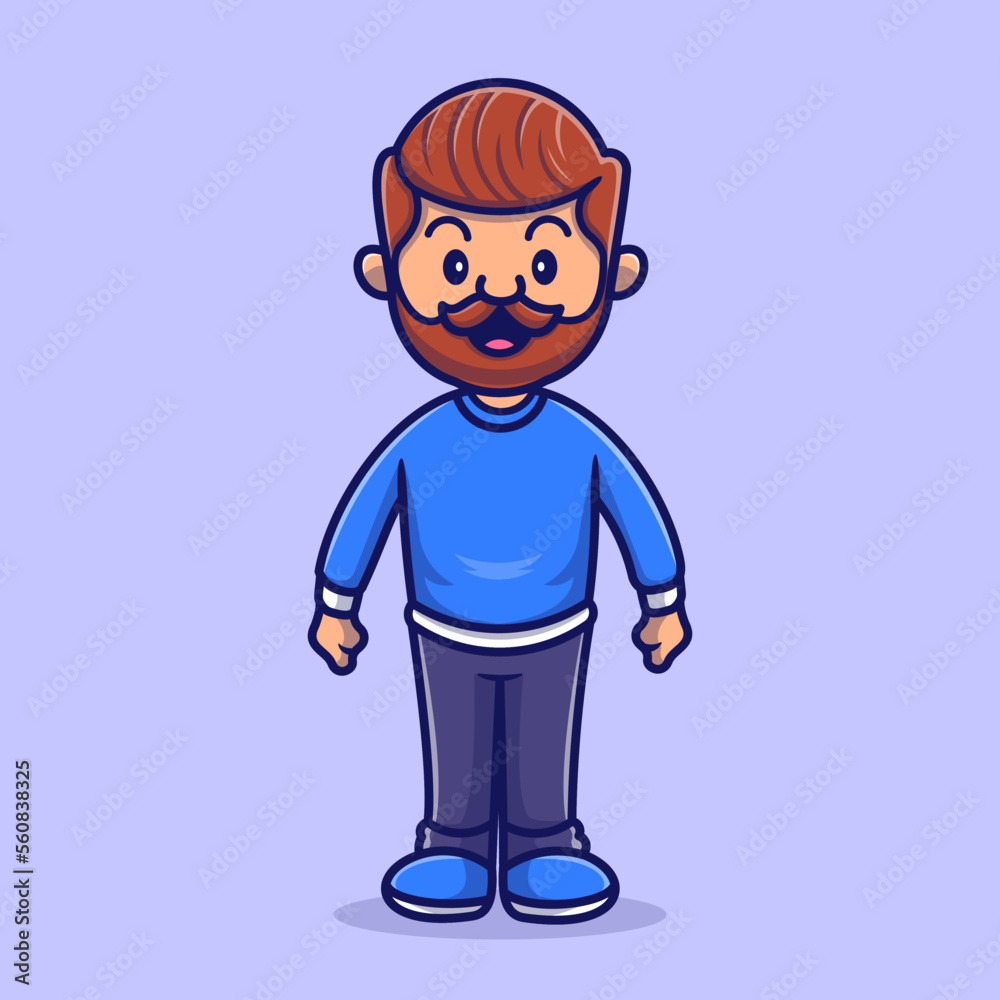 Cute Beard Man Cartoon Vector Icon Illustration. People Family Icon ...