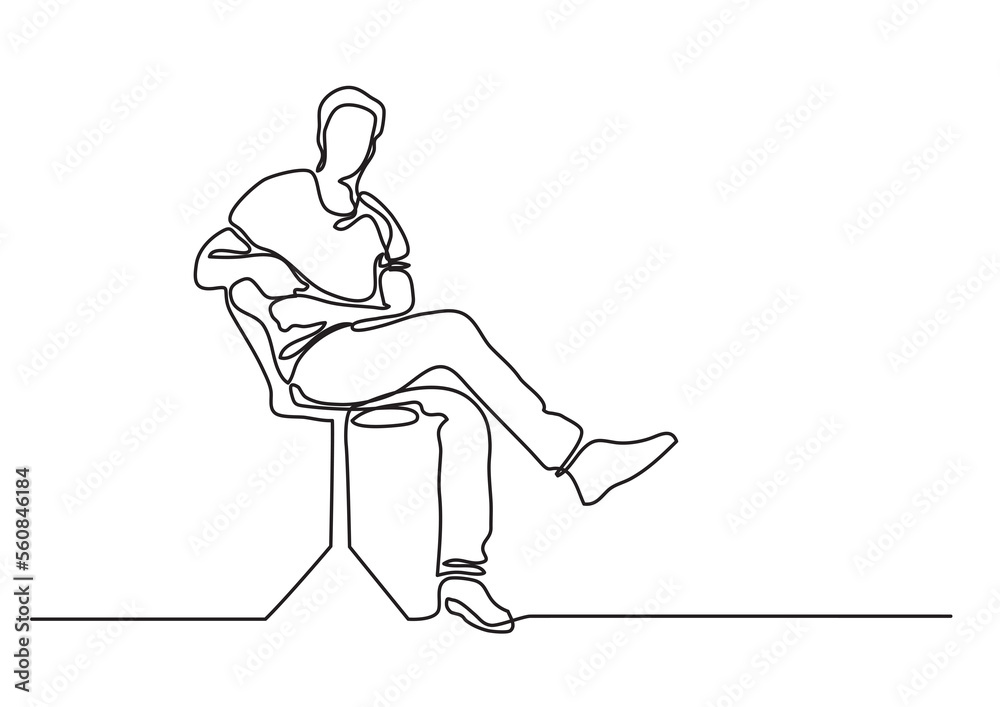 continuous line drawing sitting man 3 - PNG image with transparent ...