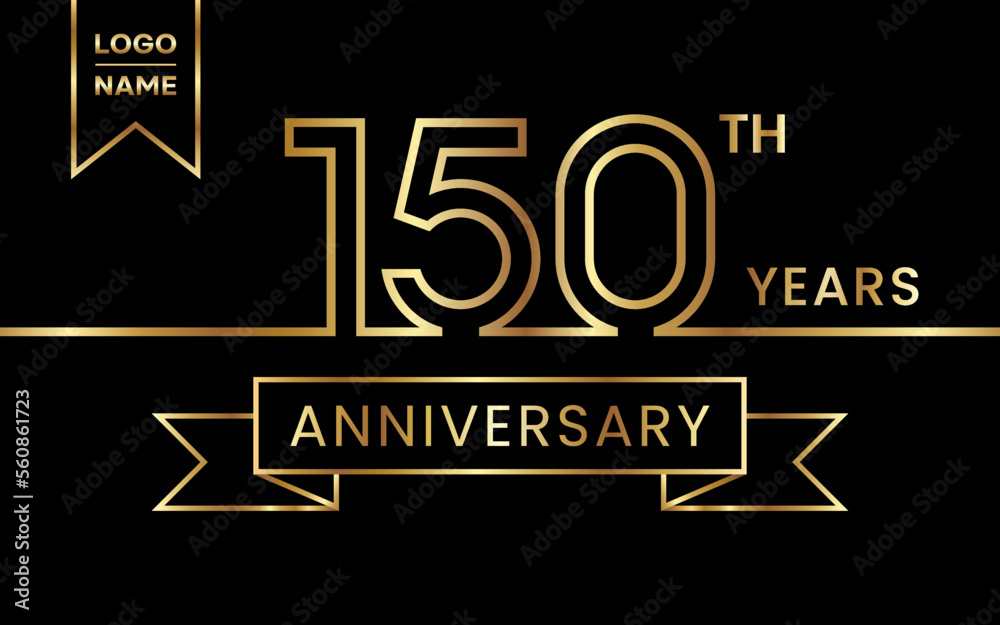 150th Anniversary template design with gold color for celebration event ...