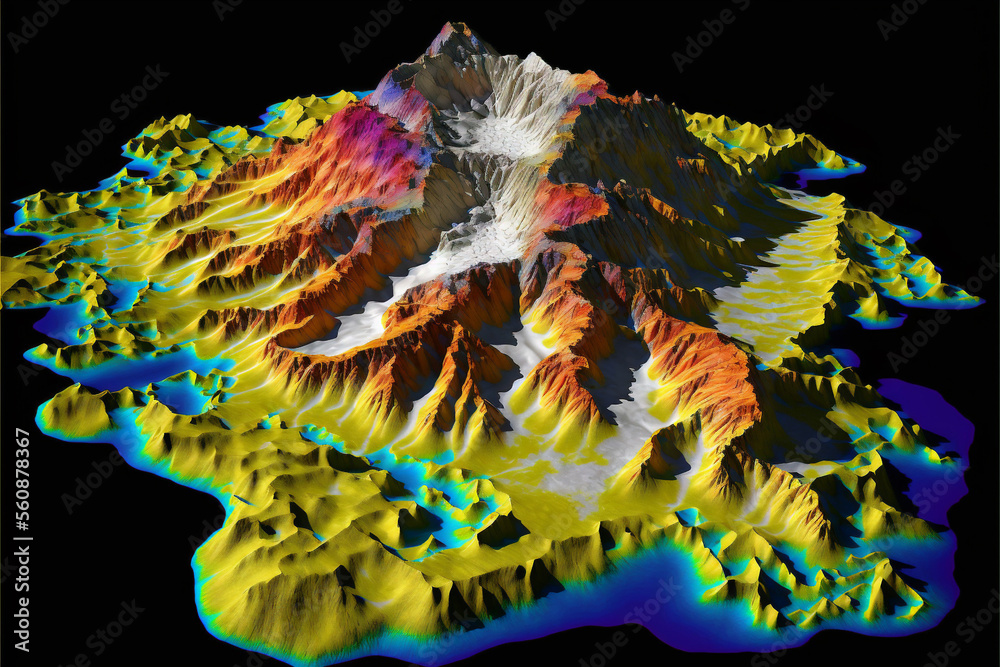 GIS lidar map 3D, Model land surface product made after processing ...