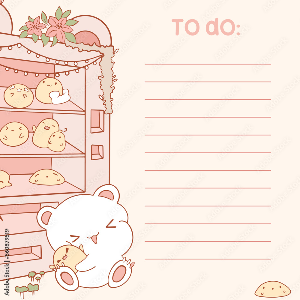Cute Memo Template Cute Note Template With Stripes And Cute Bear For Printing Or Bullet Journal