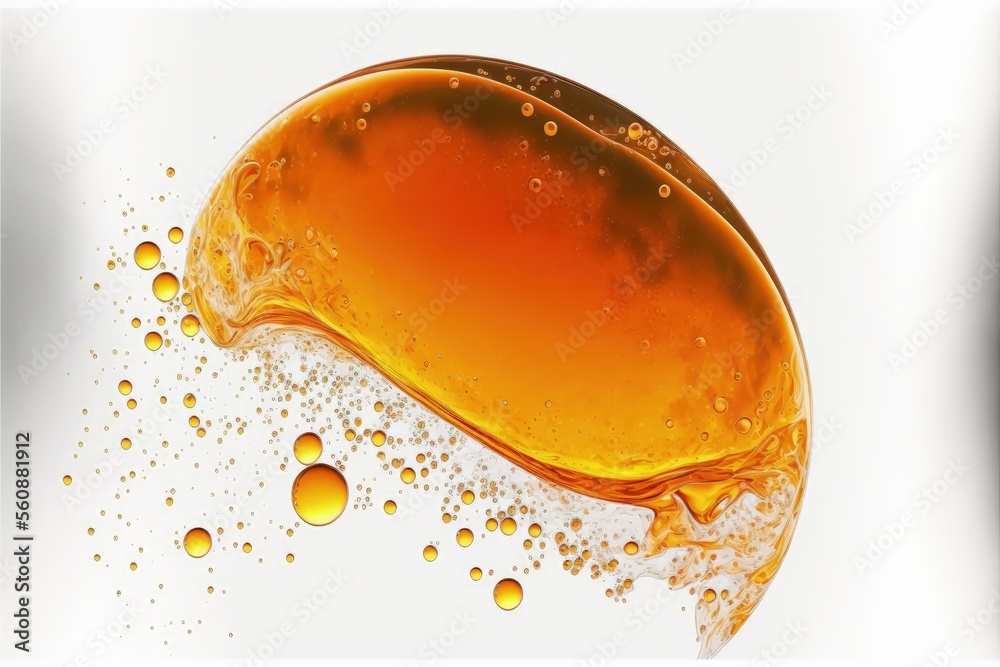 Clear transparent orange gel smear smudge with bubbles isolated on ...