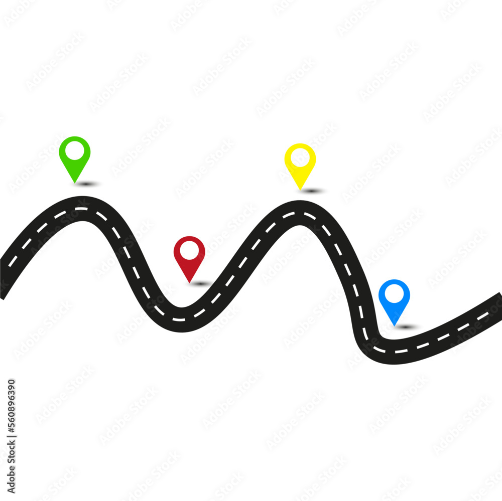 road colored pins. Data information infographic. Vector illustration ...