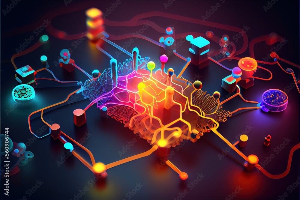 digital colorful flow chart management prozess connected lab created ...