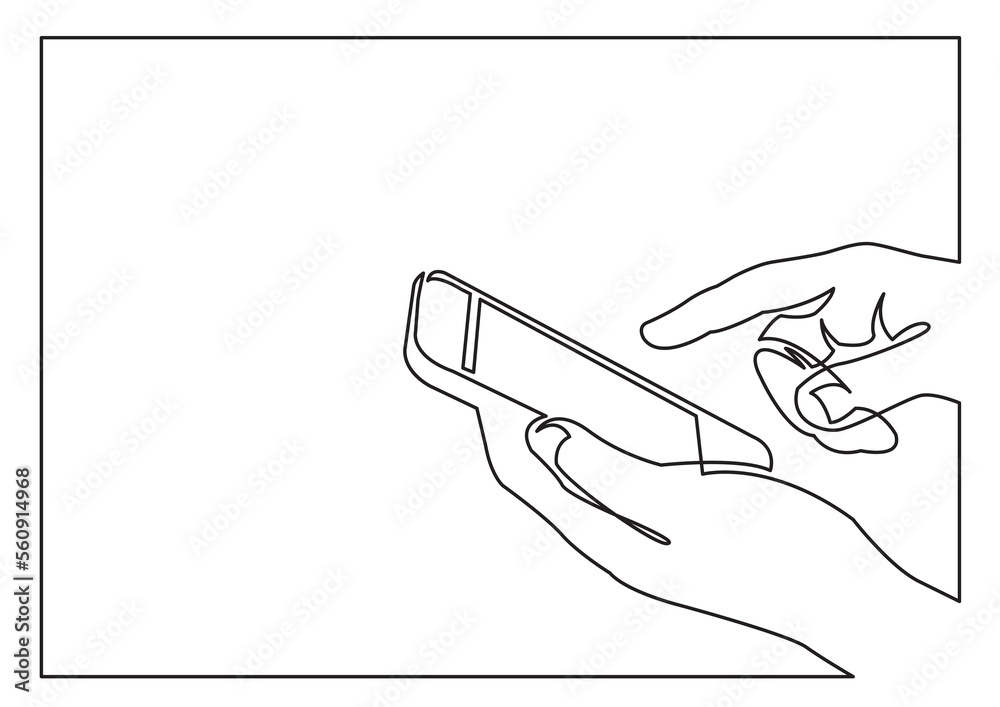 continuous line drawing hands using smartphone - PNG image with ...