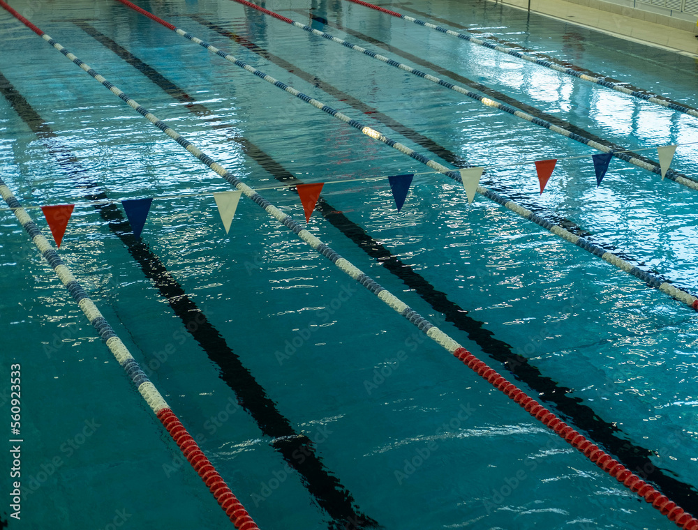 Swimming pool for swimming competitions. Empty Paths of a competitive ...