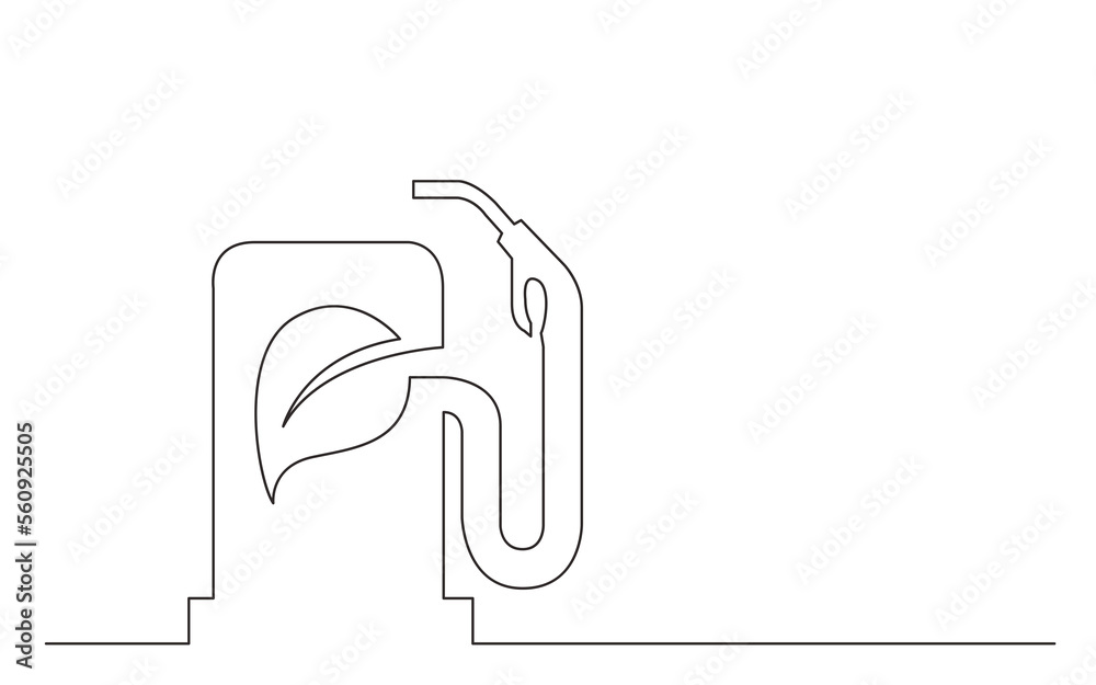 continuous line drawing line green fuel gas pump - PNG image with ...