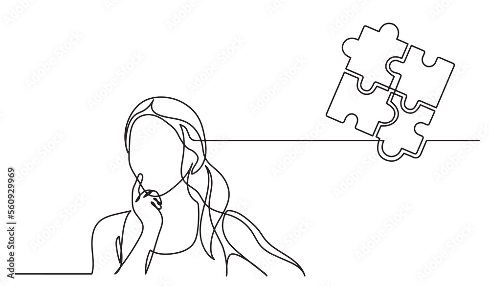 one line drawing of person thinking solving problems finding solutions ...