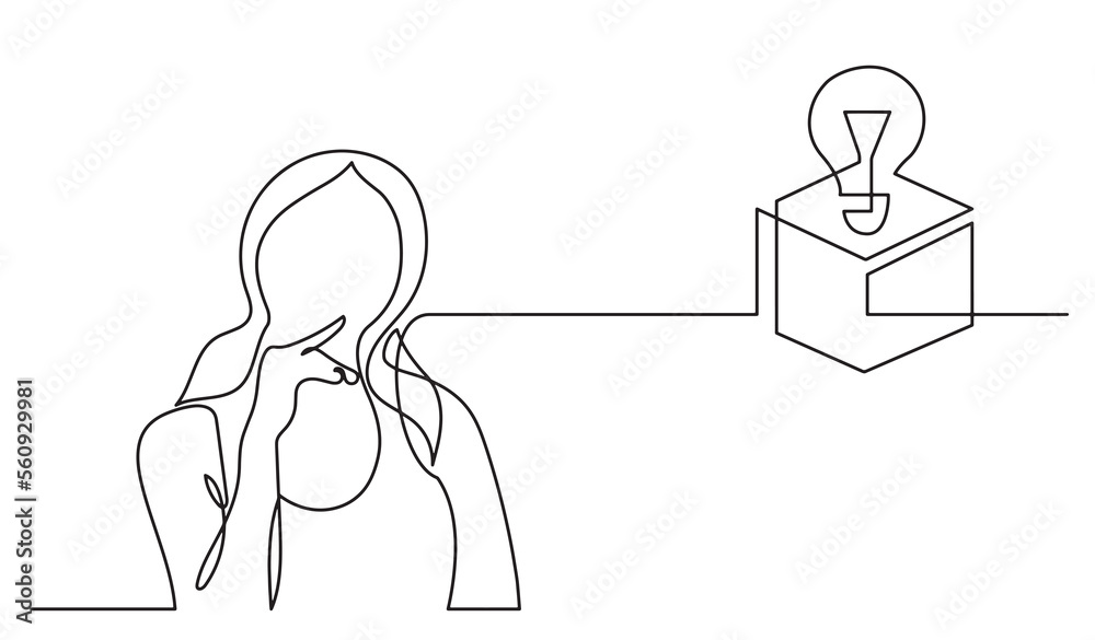 one line drawing of person thinking solving problems finding solutions ...