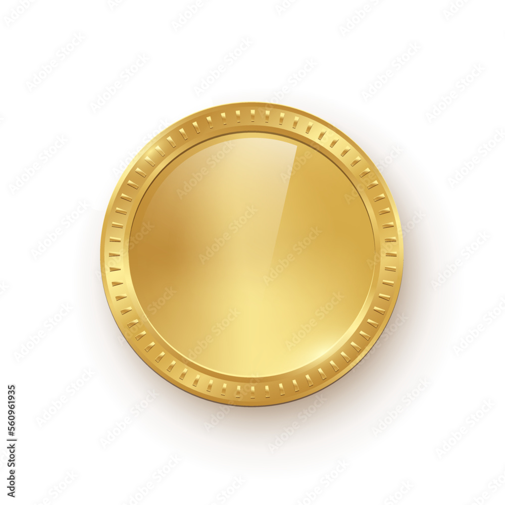 Gold coin vector illustration. 3d realistic golden money cash or ...