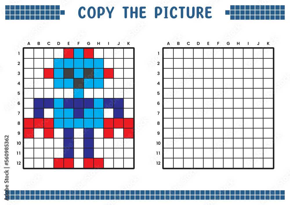 Copy the picture, complete the grid image. Educational worksheets ...