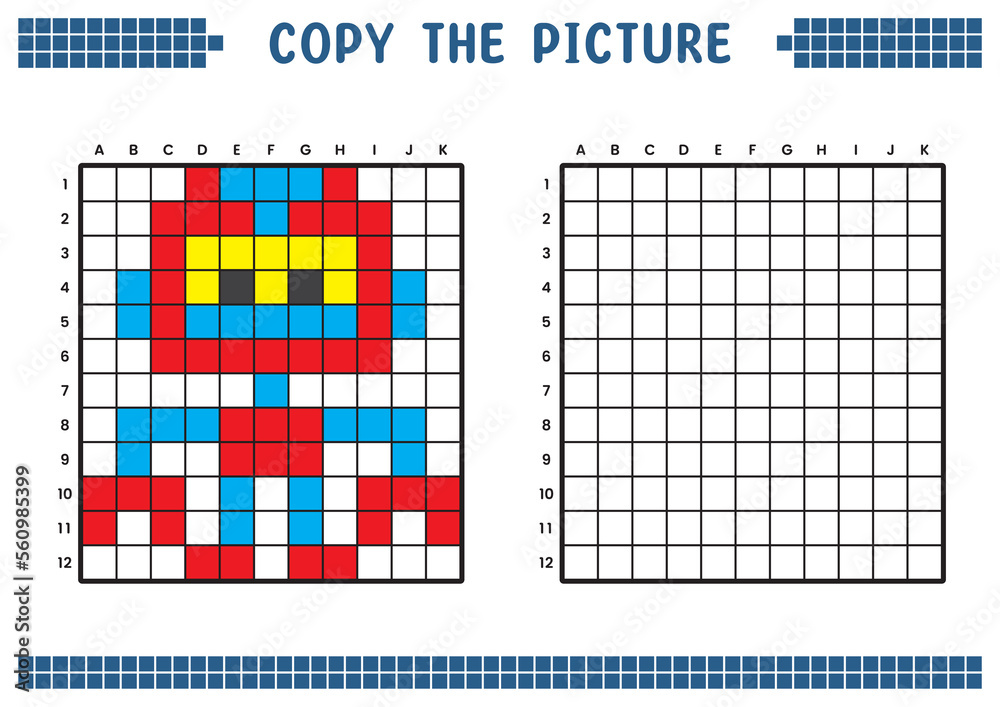 Copy the picture, complete the grid image. Educational worksheets ...