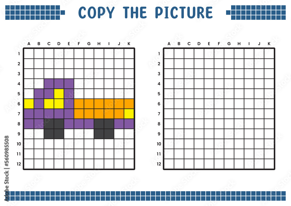 Copy the picture, complete the grid image. Educational worksheets ...