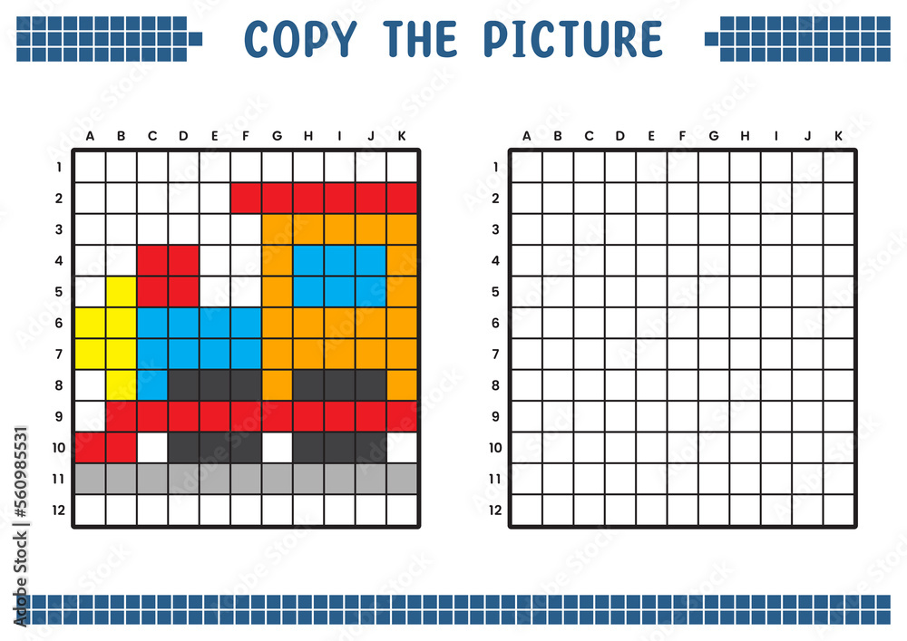 Copy the picture, complete the grid image. Educational worksheets ...