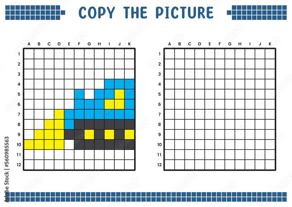 Copy the picture, complete the grid image. Educational worksheets ...