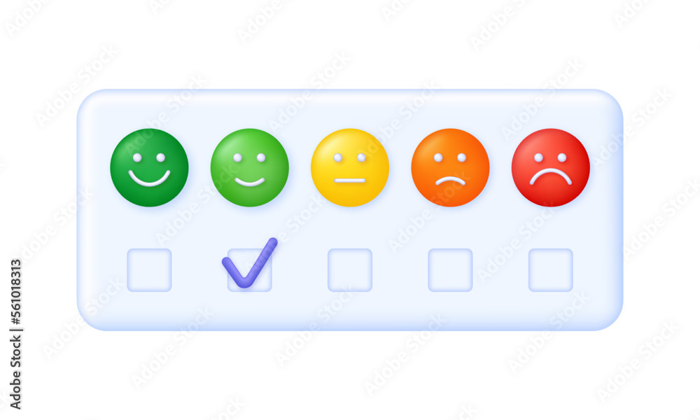3D Feedback emotion scale illustration. Reviews with good and bad ...