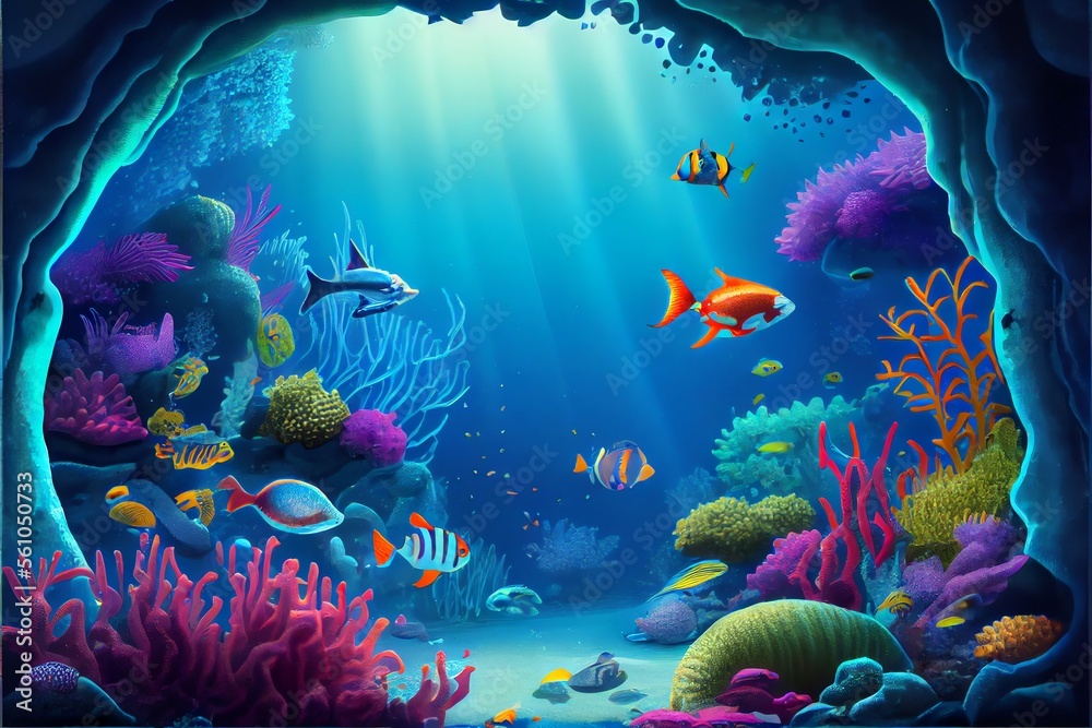 underwater world under the sea background. Generative AI Stock ...