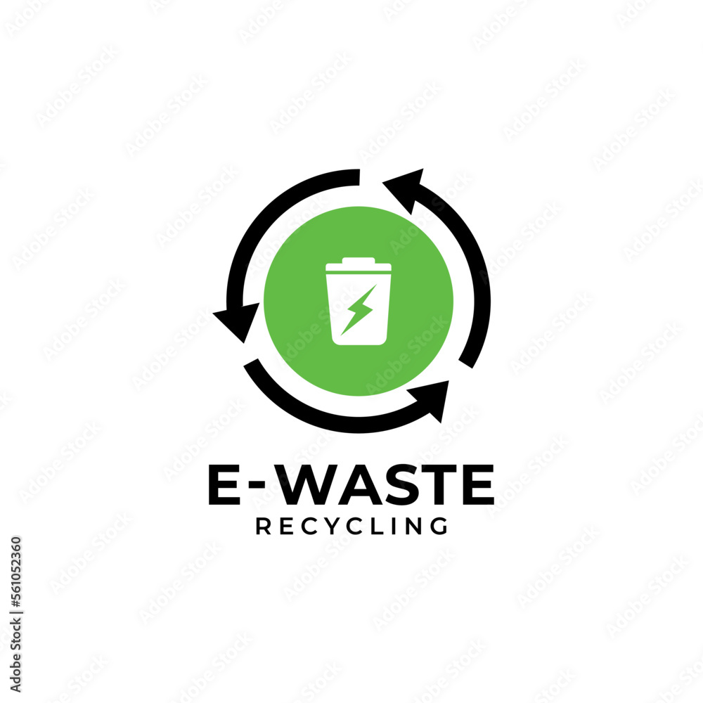 E-waste logo template. Electric waste icon. Recycle electrical goods ...