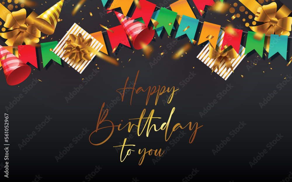 Happy birthday background with balloon and confetti Stock Vector ...