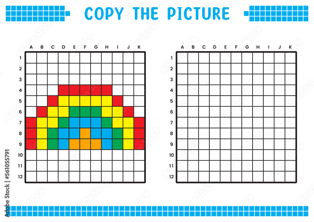Vector de Stock Copy the picture, complete the grid image. Educational worksheets drawing with ...