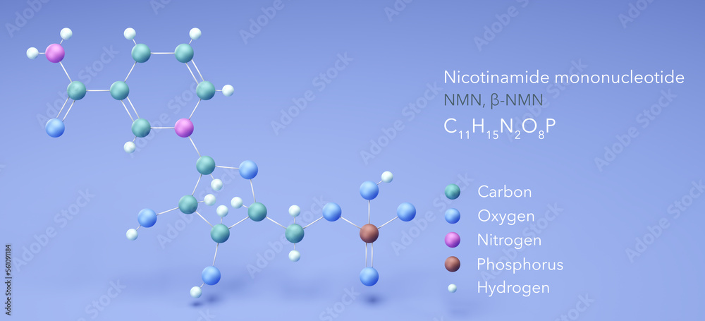 molecule Nicotinamide mononucleotide, molecular structures, NMN, beta ...