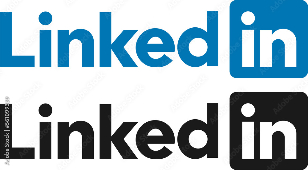 Linkedin logo in black and blue colors. PNG image Stock Illustration ...