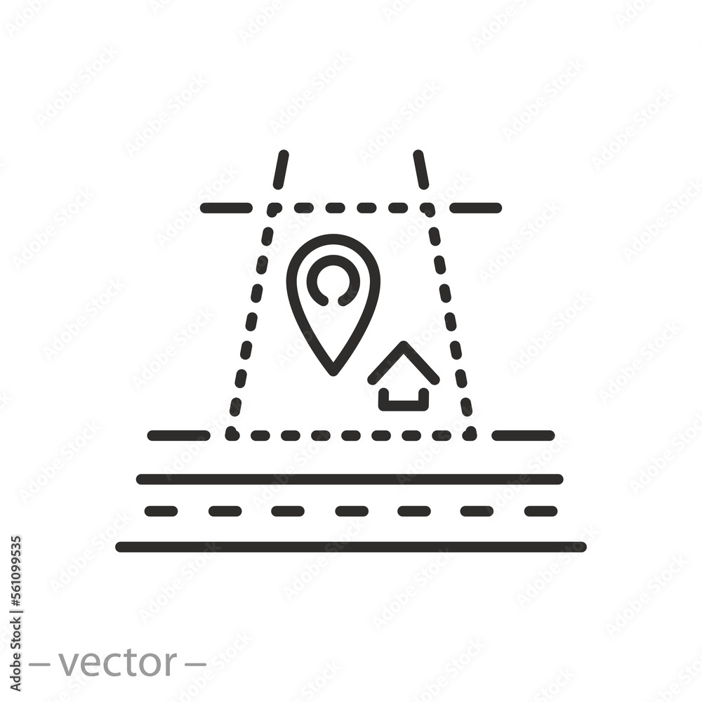 land for construction icon, new plot geolocation, pin map dwelling area ...
