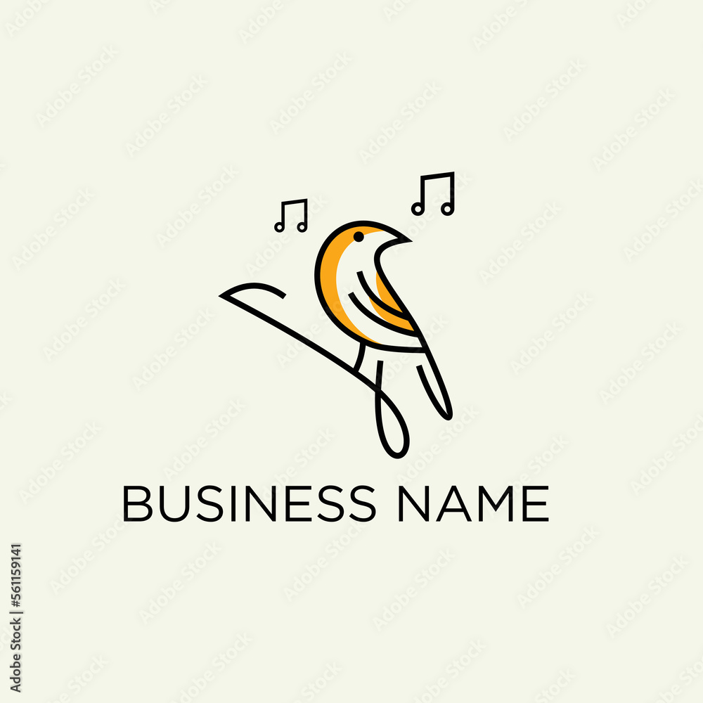 bird and music logo vector, bird contest logo inspiration, farm brand ...