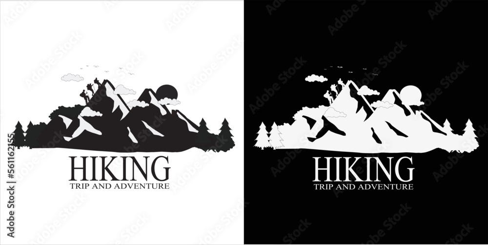 Hiking logo design. Trip and adventure icon set. Vector illustration ...