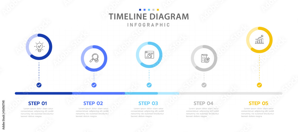 Infographic template for business. 5 Steps Modern Timeline diagram ...
