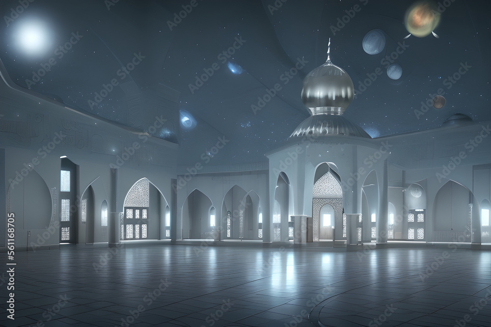 islamic night futuristic mosque, space, nebulae, stars generative ai ...