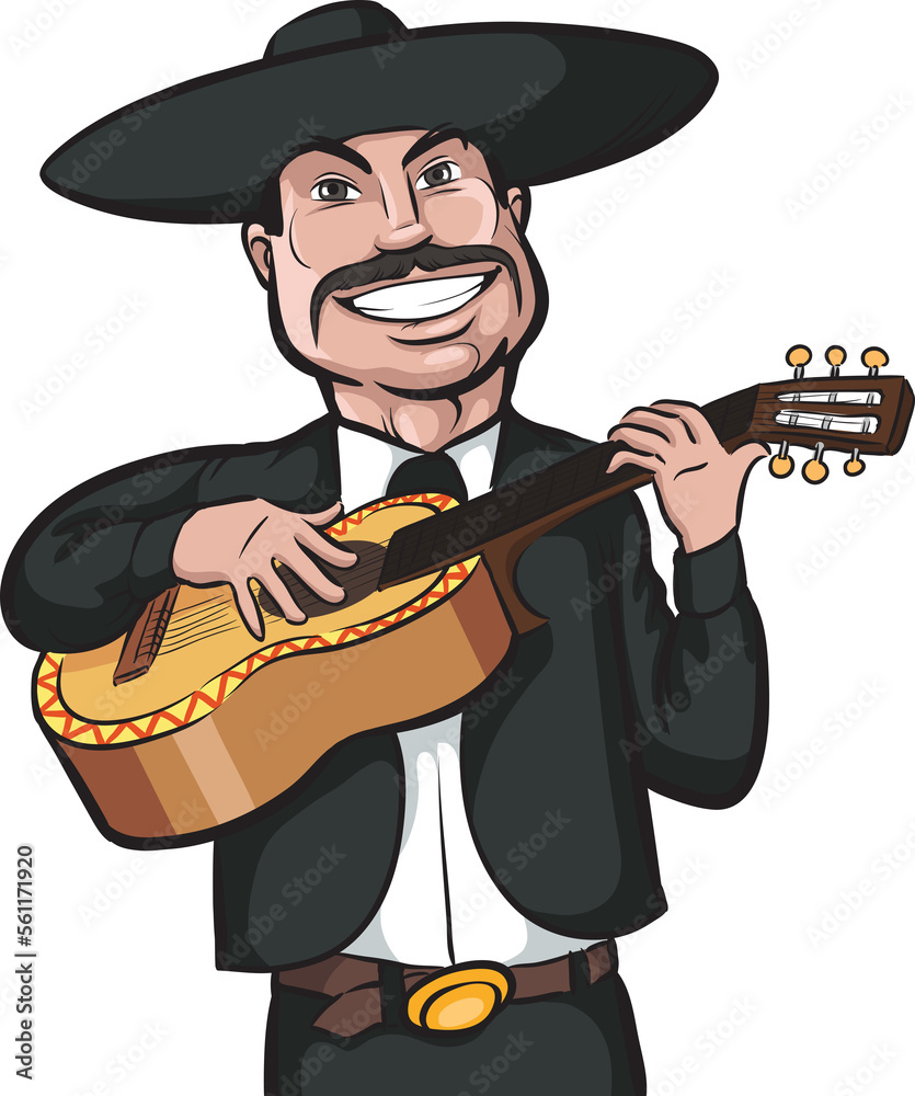 standing smiling singing mariachi with speech balloon - PNG image with ...