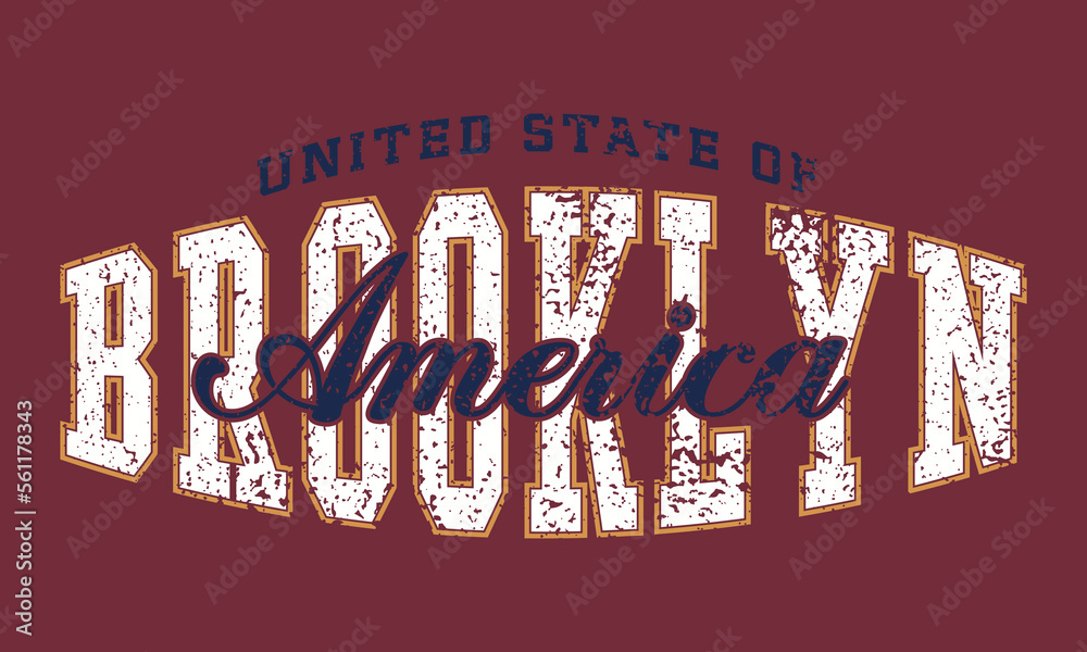 Vintage college varsity Brooklyn state slogan print with emblem ...