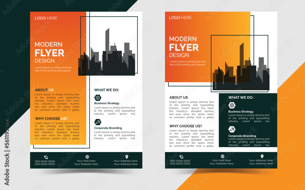 One set of modern flyer templates with two types of flyer designs ...