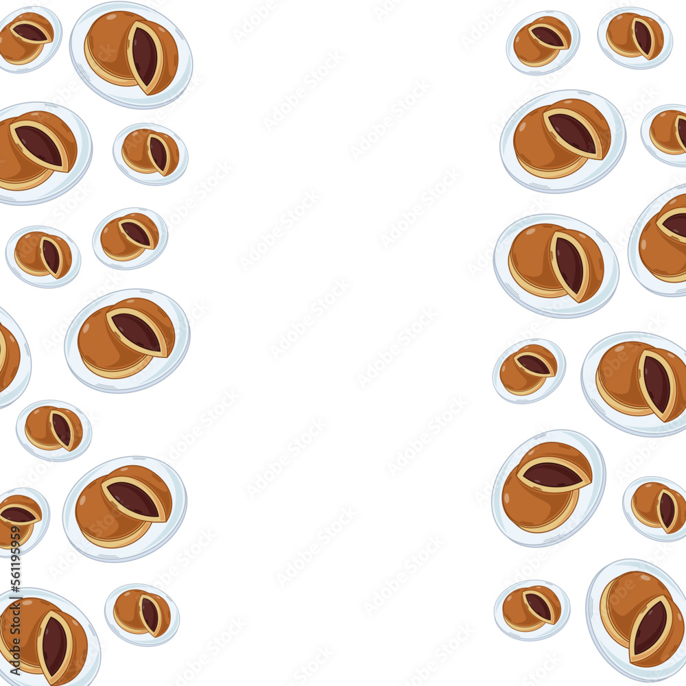 cartoon dorayaki, japanese food frame border background Stock Vector ...