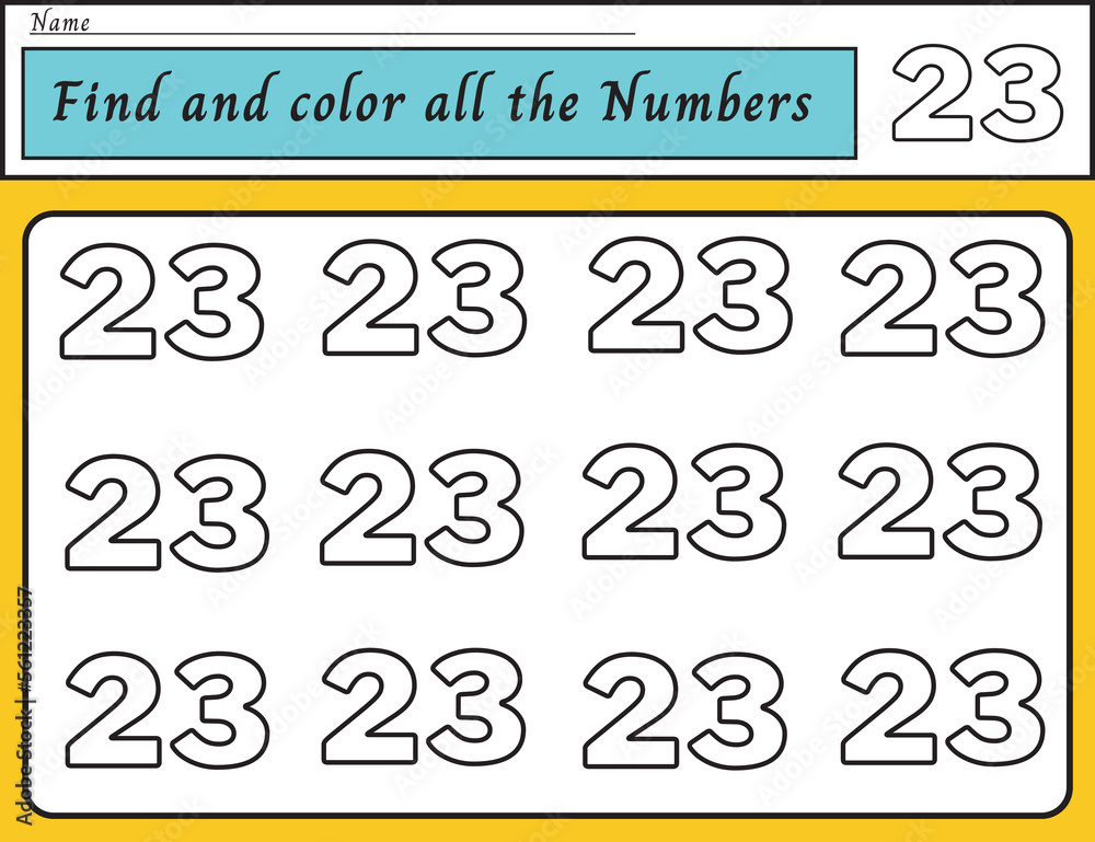 Number twenty-three coloring practice worksheet for kids learning to ...