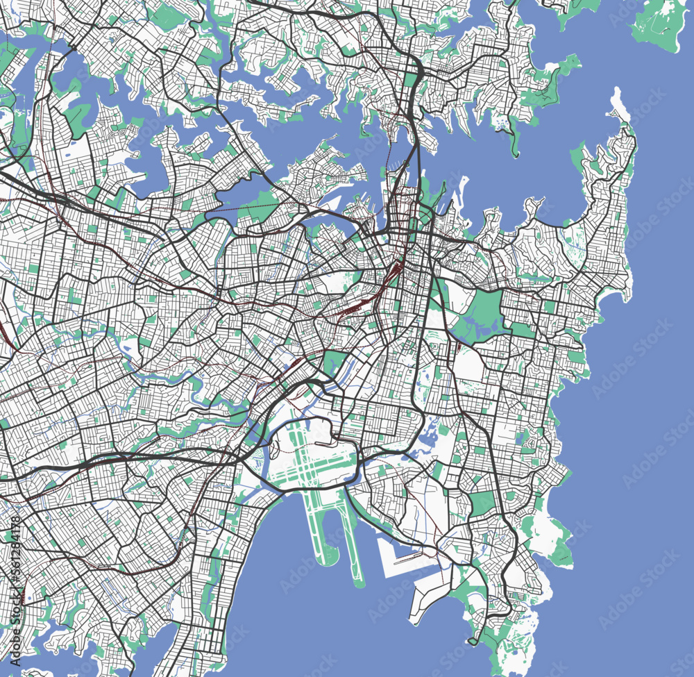 Vector de Stock Sydney map. Detailed map of Sydney city administrative ...