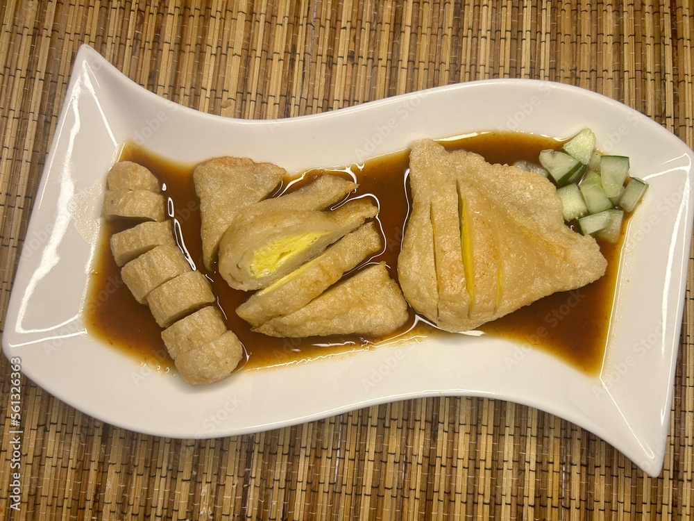 pempek kapal selam traditional food from sumatra indonesia served in ...