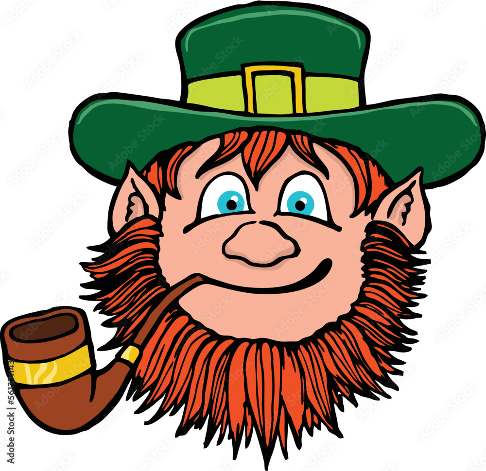 cartoon leprechaun face with pip Stock Vector | Adobe Stock