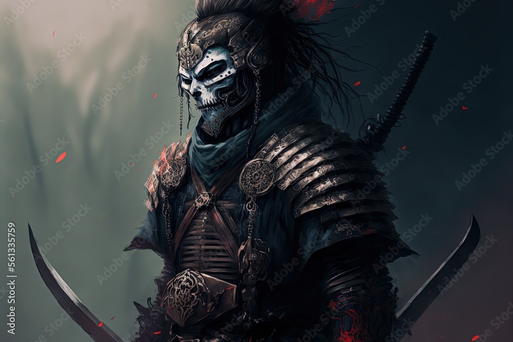 Ghost warrior samurai in heavy armour. Ronin samurai fantasy character ...