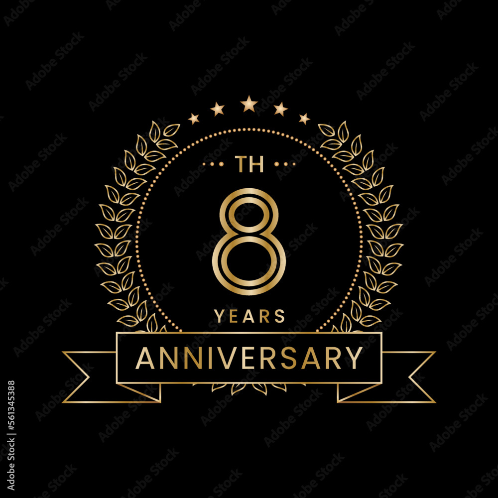 8th Anniversary logo design with laurel wreath for celebration event ...