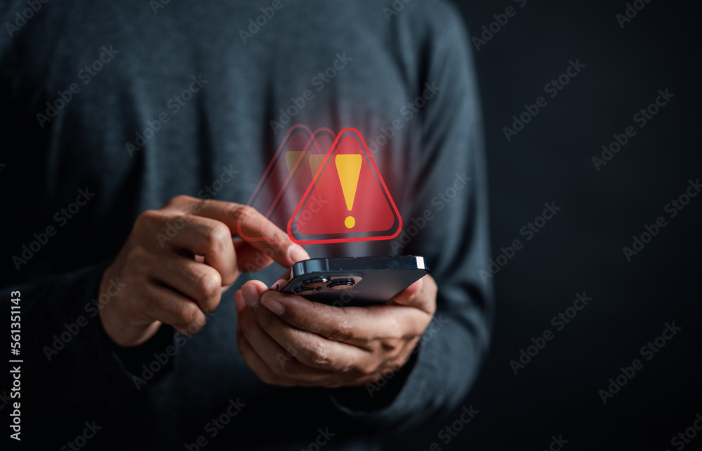 System warning caution sign for notification error and maintenance ...