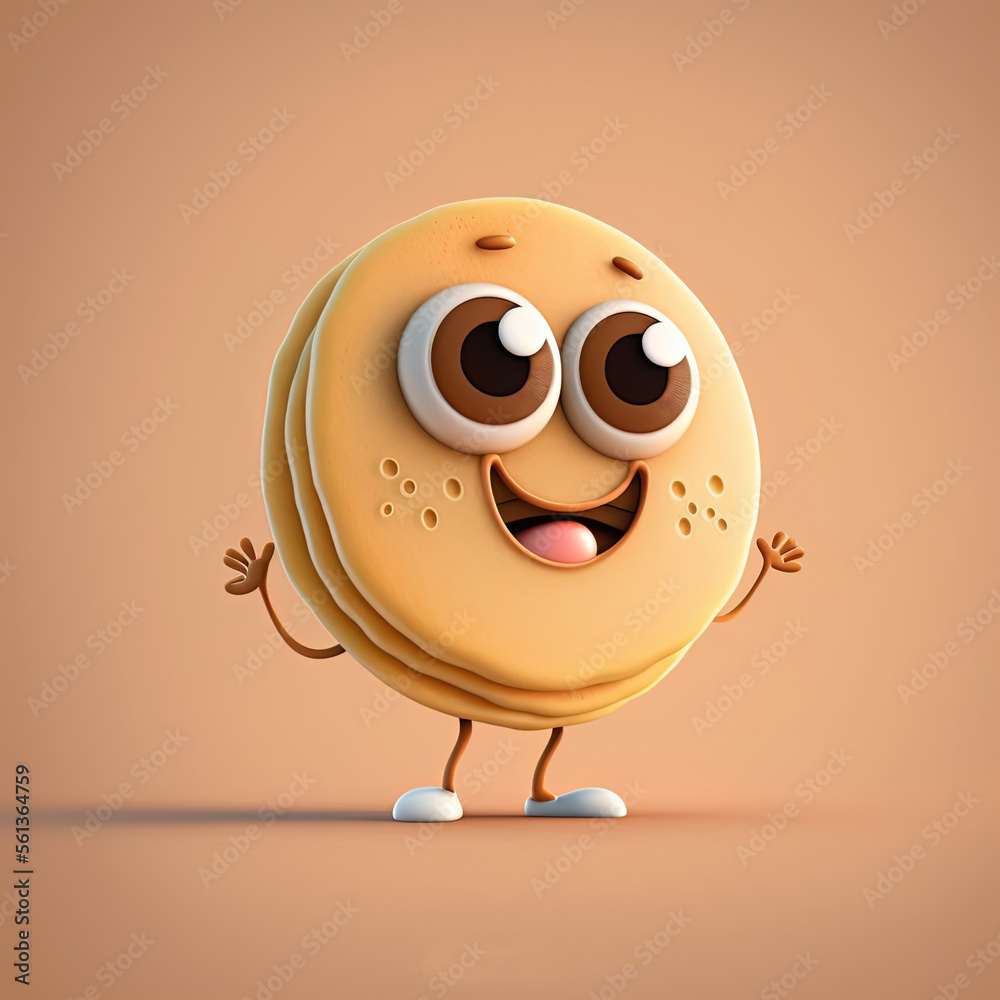 Cute Cartoon Pancake Character (Generative AI) Stock Illustration ...