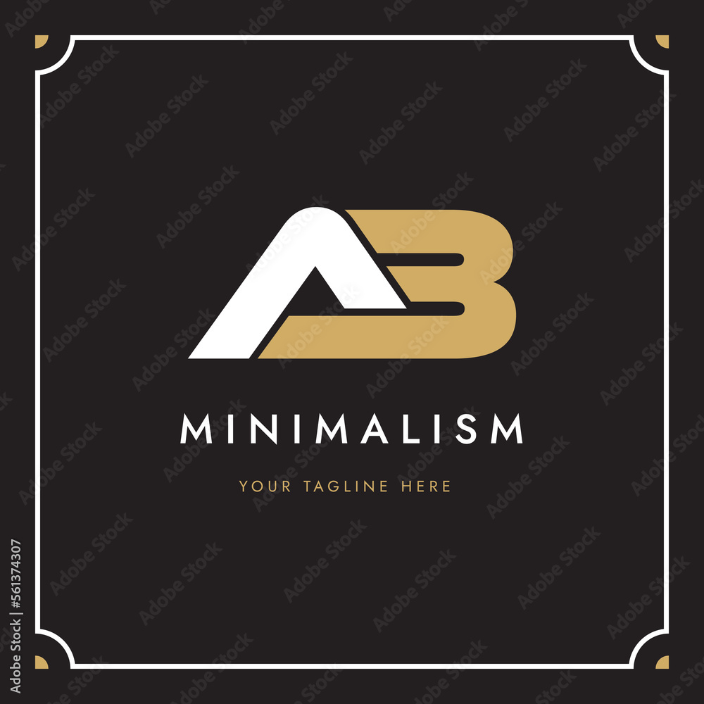 Letter A and B Minimalist Logo, Premium initial letter AB logo design ...