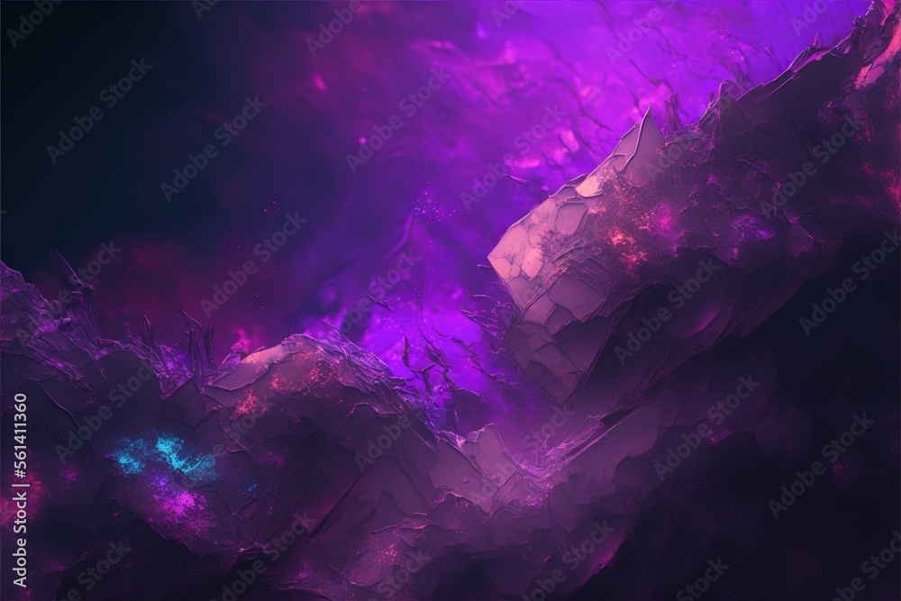Impressionistic purple pink space modern oil painting and sparkling ...